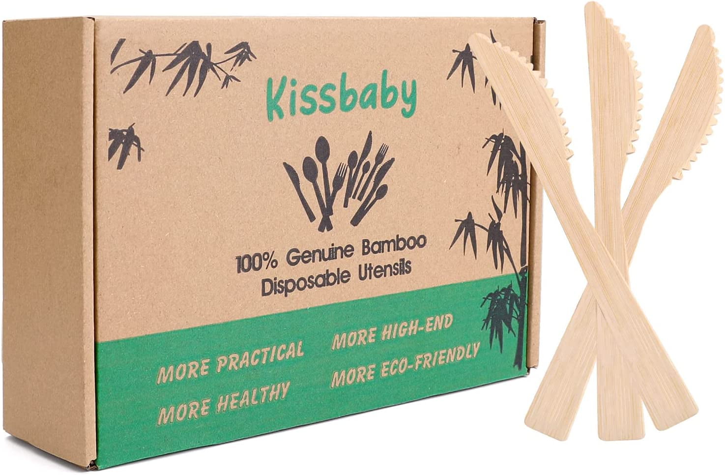Bamboo Utensils -300 PK 6.7" Bamboo Compostable Knives Disposable ...