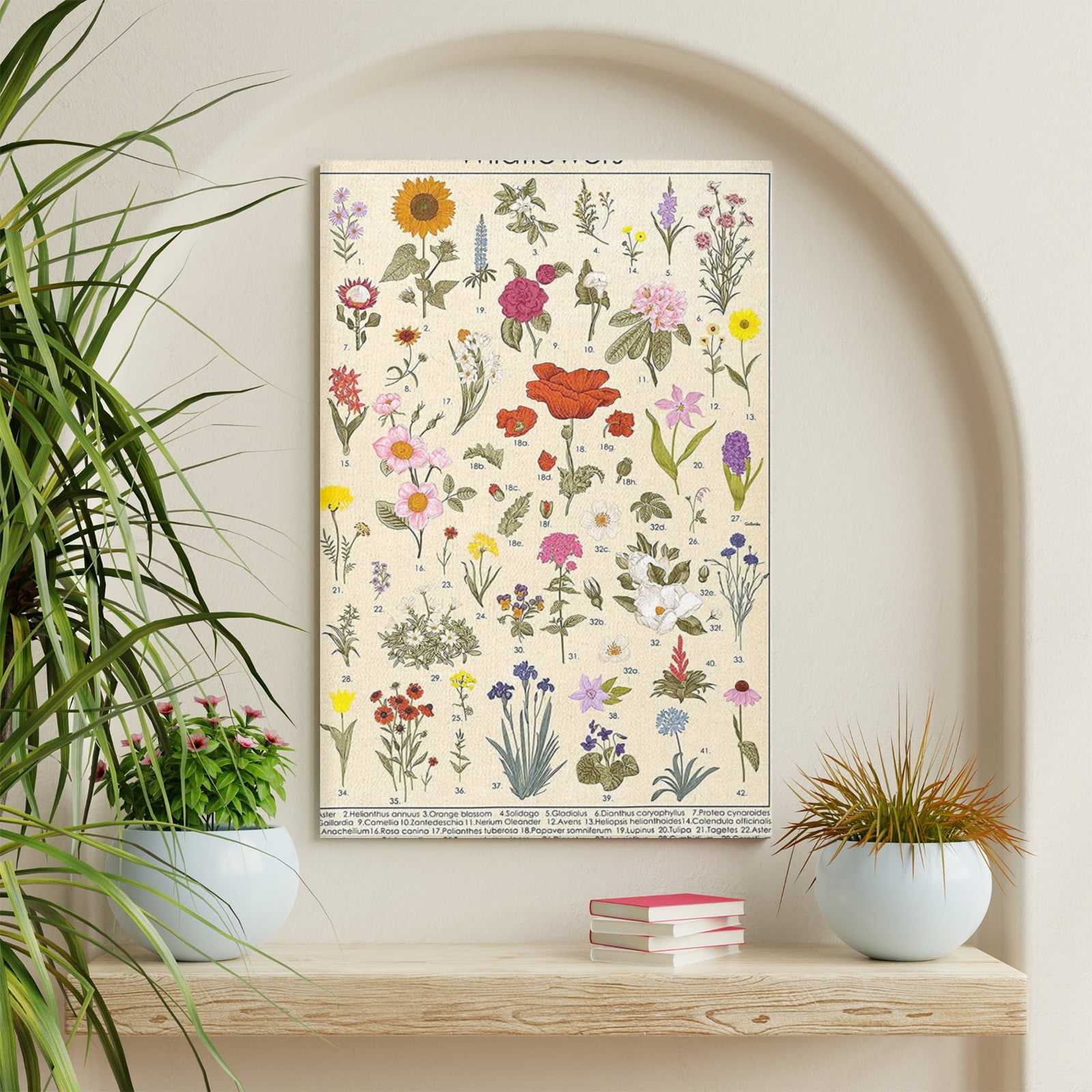 Bamboo Vintage Wildflowers Poster - Colorful Rustic Style of Floral ...