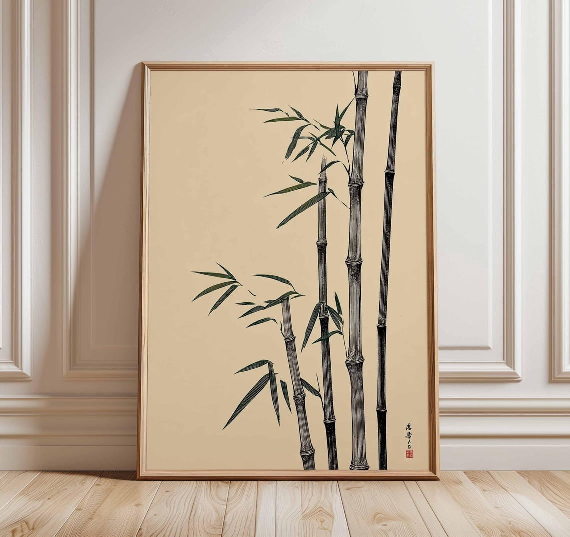 Bamboo Wall Art Japanese Minimalist Zen Nature Poster Asian Decor ...