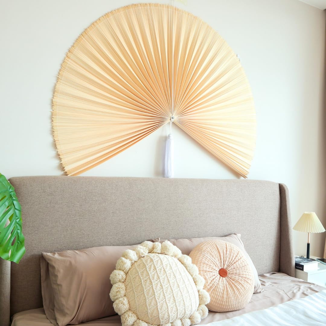 Bamboo Wall Fan Decor - Large & Folding Decorative Wall Fan - Ideal as ...