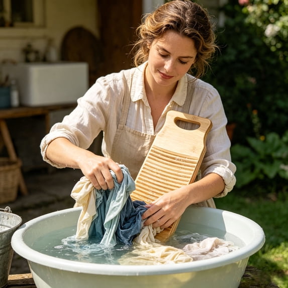 Bamboo Washboard Set Portable Hand Washing Board with Gloves and ...