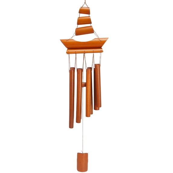 Bamboo Wind Chime Boat Shape Wooden Wind Chime with Soothing Deep Tone ...