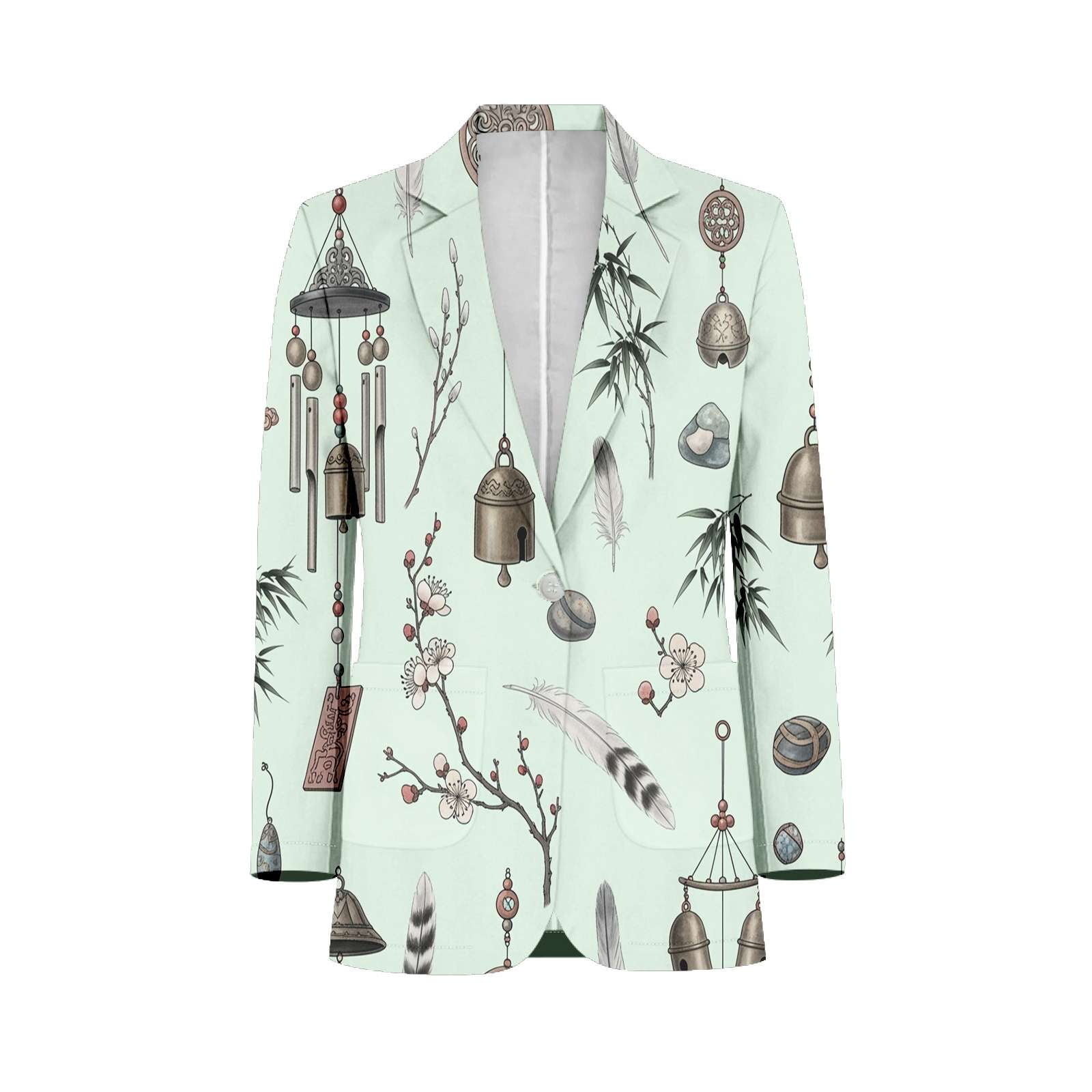 Bamboo Wind Chimes Decor Men Blazers Slim Clothing Summer Jacket Man ...