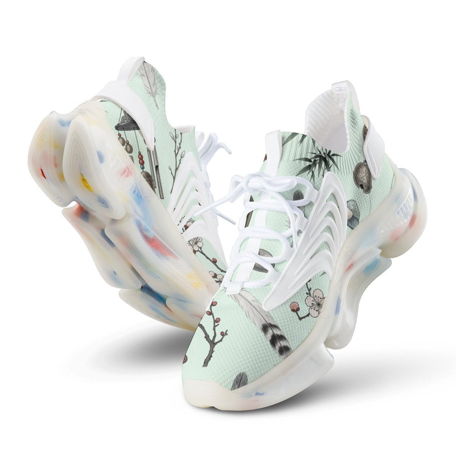 Bamboo Wind Chimes Decor Walking Shoes for Men Woman Lightweight Tennis ...