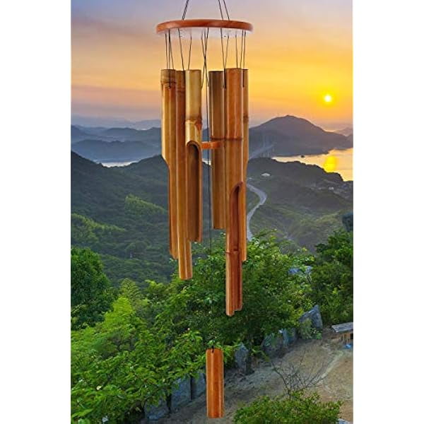 Bamboo Wind Chimes Outdoor,Wooden Wind Chimes for Outside with Melody ...