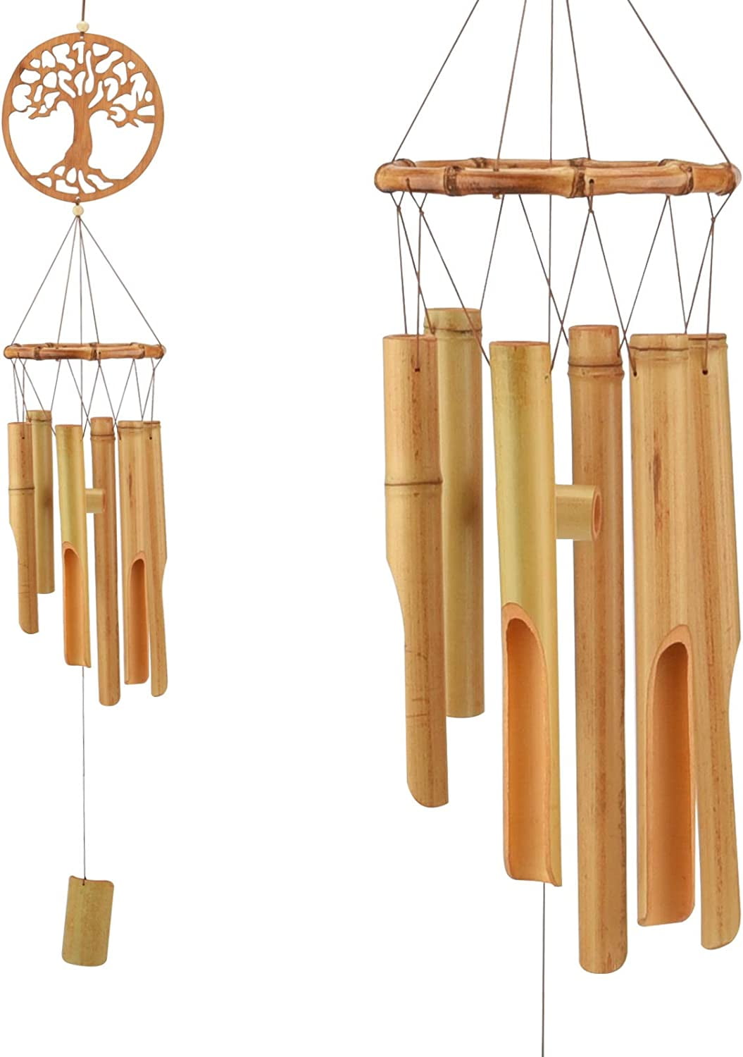 Bamboo Wind Chimes, Tree of Life Wooden Wind Chime Kit Natural Decor ...