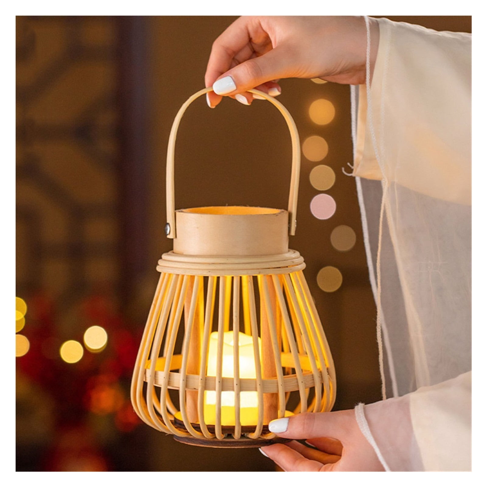 Bamboo Wind Lantern Chinese Style Weaving Light Creative Electronic ...