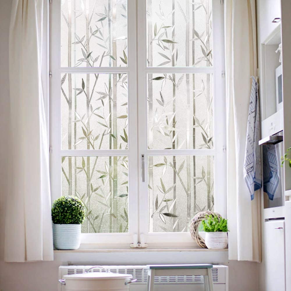 Bamboo Window Film Stained Glass Film Frosted Privacy Window Decal ...