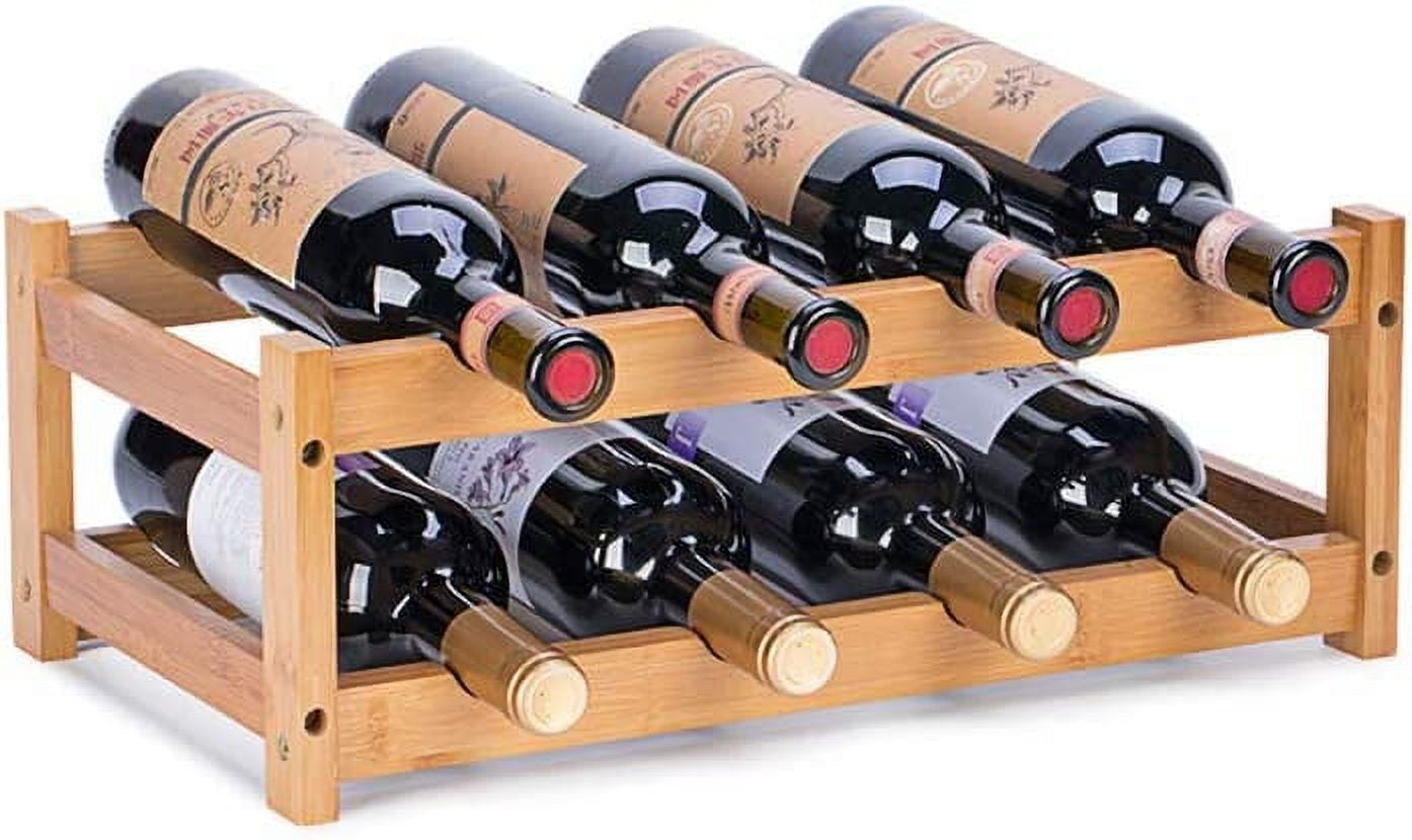 Bamboo Wine Rack - 2-Tier Countertop Display Shelf for 8 Bottles ...