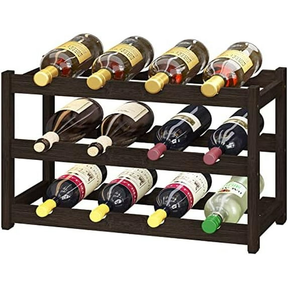 Bamboo Wine Rack Storage, 3 Tier Wine Racks Countertop, Wine Rack ...