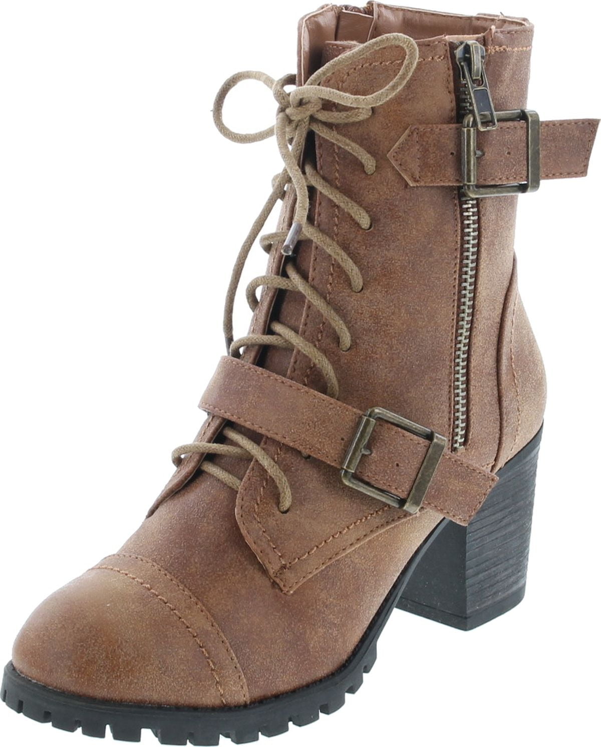 Bamboo Womens Baxter-12L Fashion Chunky Heel Bootie - Walmart.com