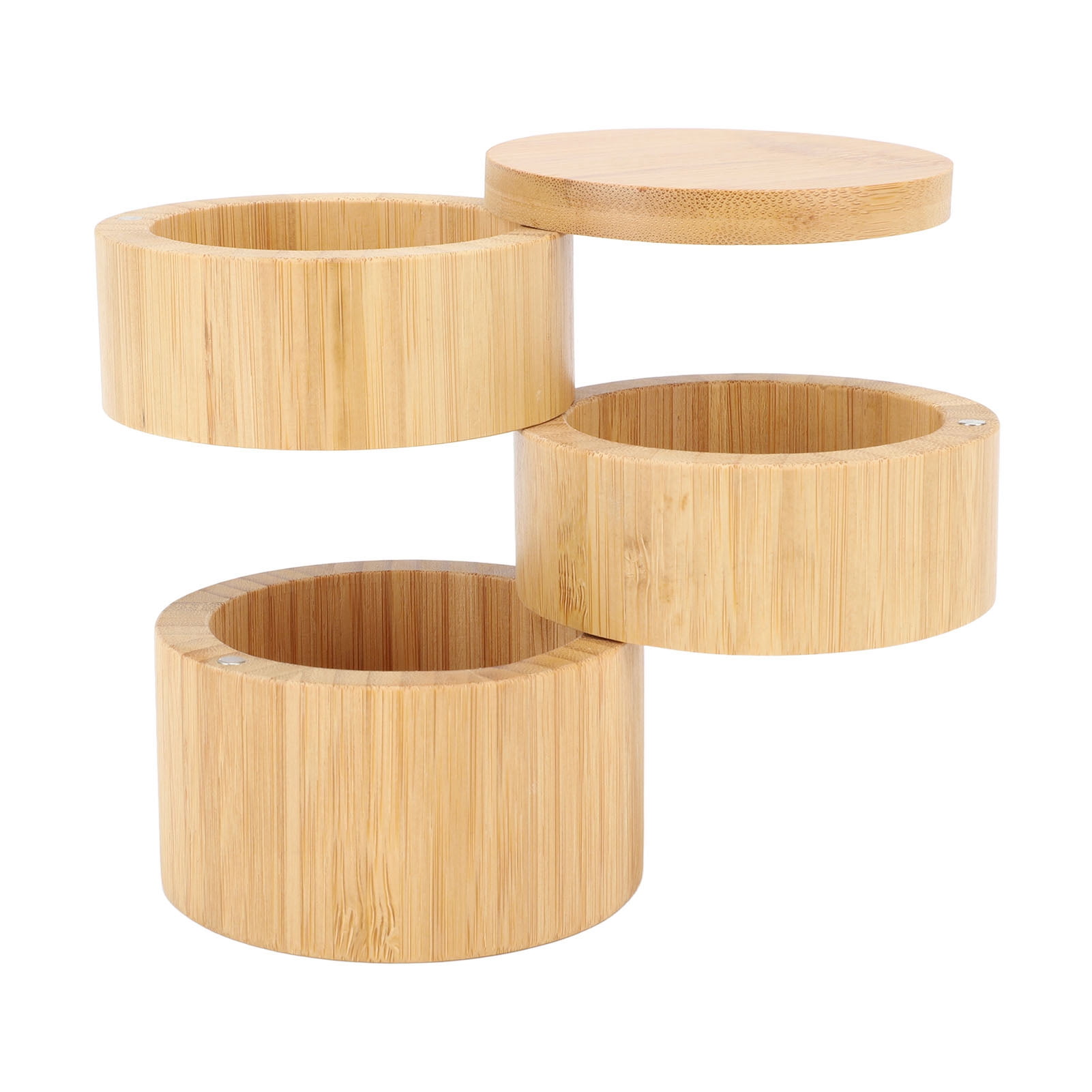 Bamboo Wood 3 Tier Seasoning Container, Home Spice Organizer, Natural ...