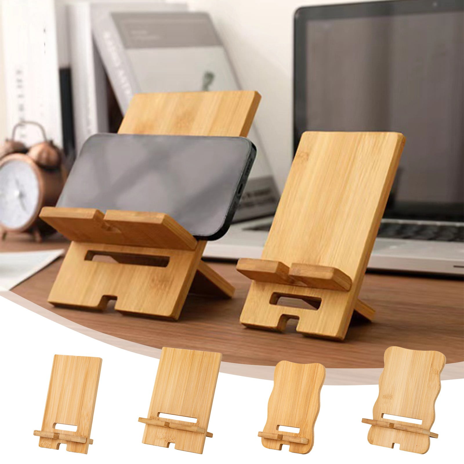 Bamboo Wood Adjustable Mobile Phone Holder | Universal Tablet Stand ...