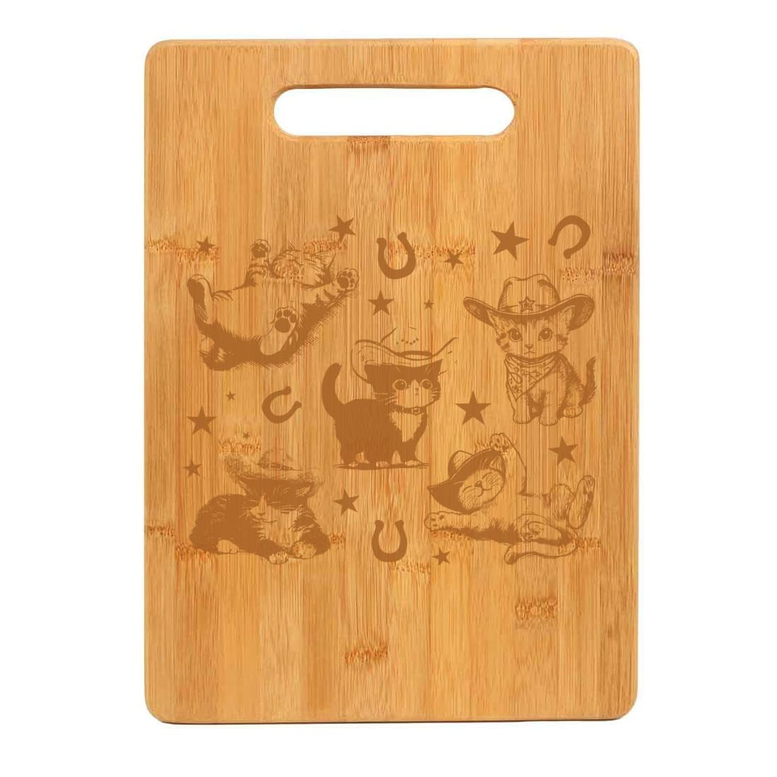 Bamboo Wood Cutting Board Cowboy Kittens Funny Western Cats - Walmart.com