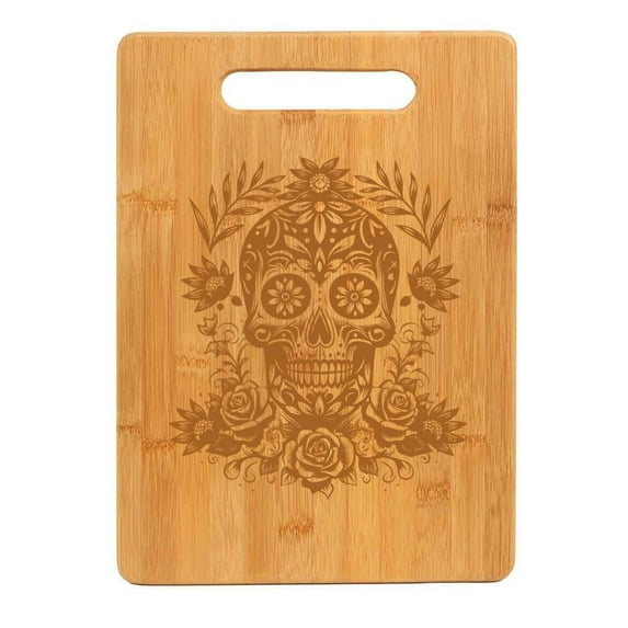 Bamboo Wood Cutting Board El Día de los Muertos Day of the Dead Skull ...