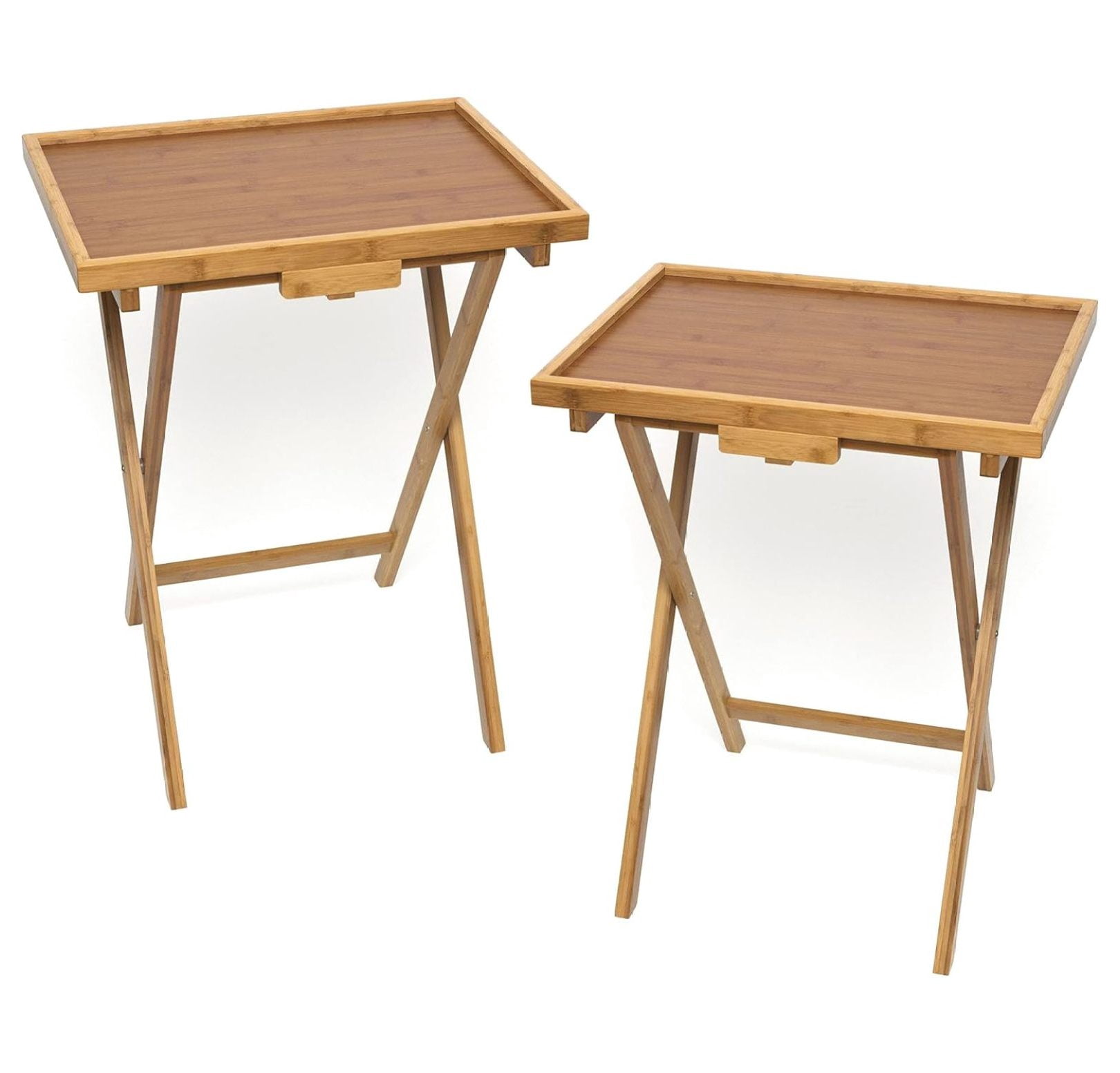 Bamboo Wood Lipped Folding Snack Table Trays for Kitchen, Home, Office ...