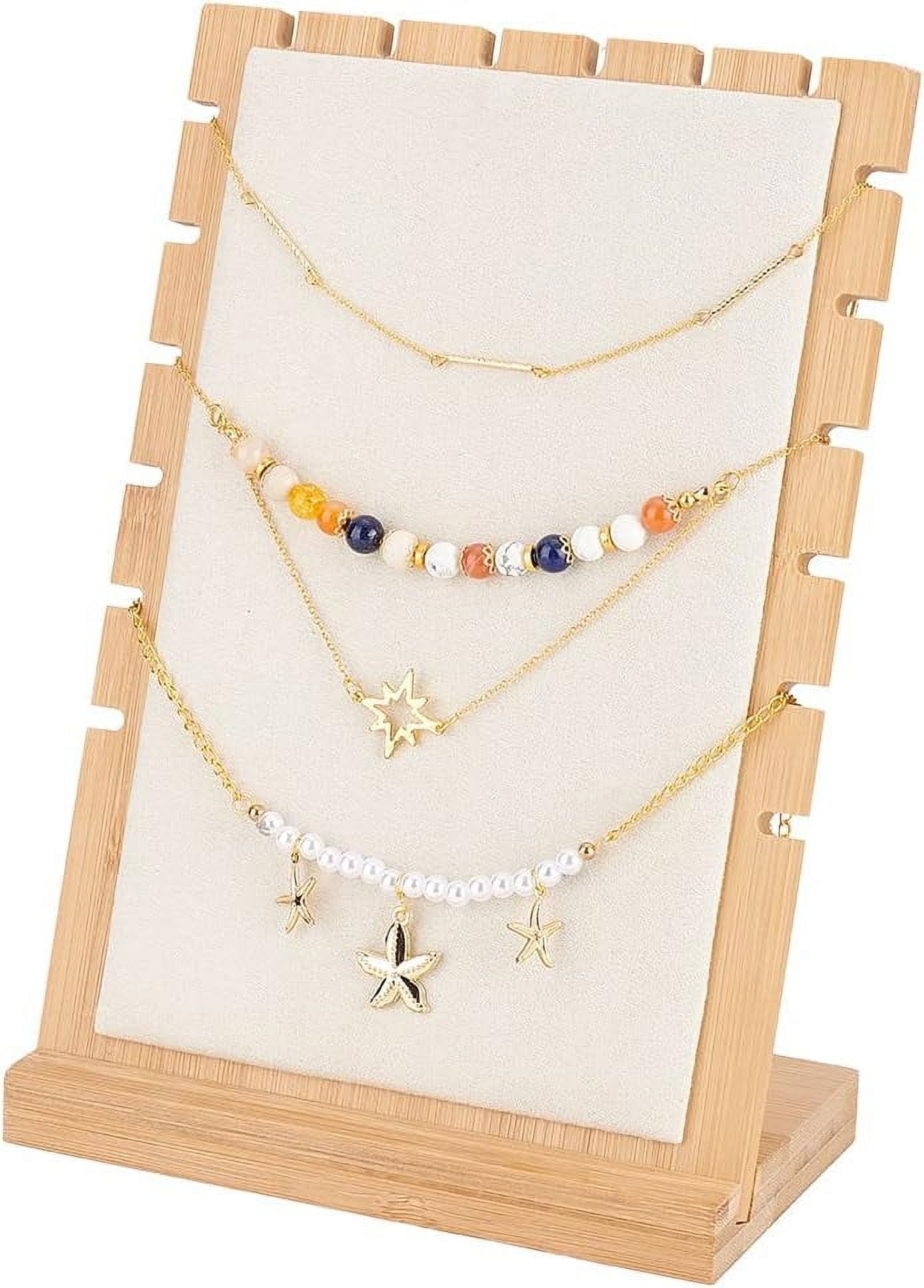 Bamboo Wood Multiple Necklace Display Stands Pendant Necklace Holder ...