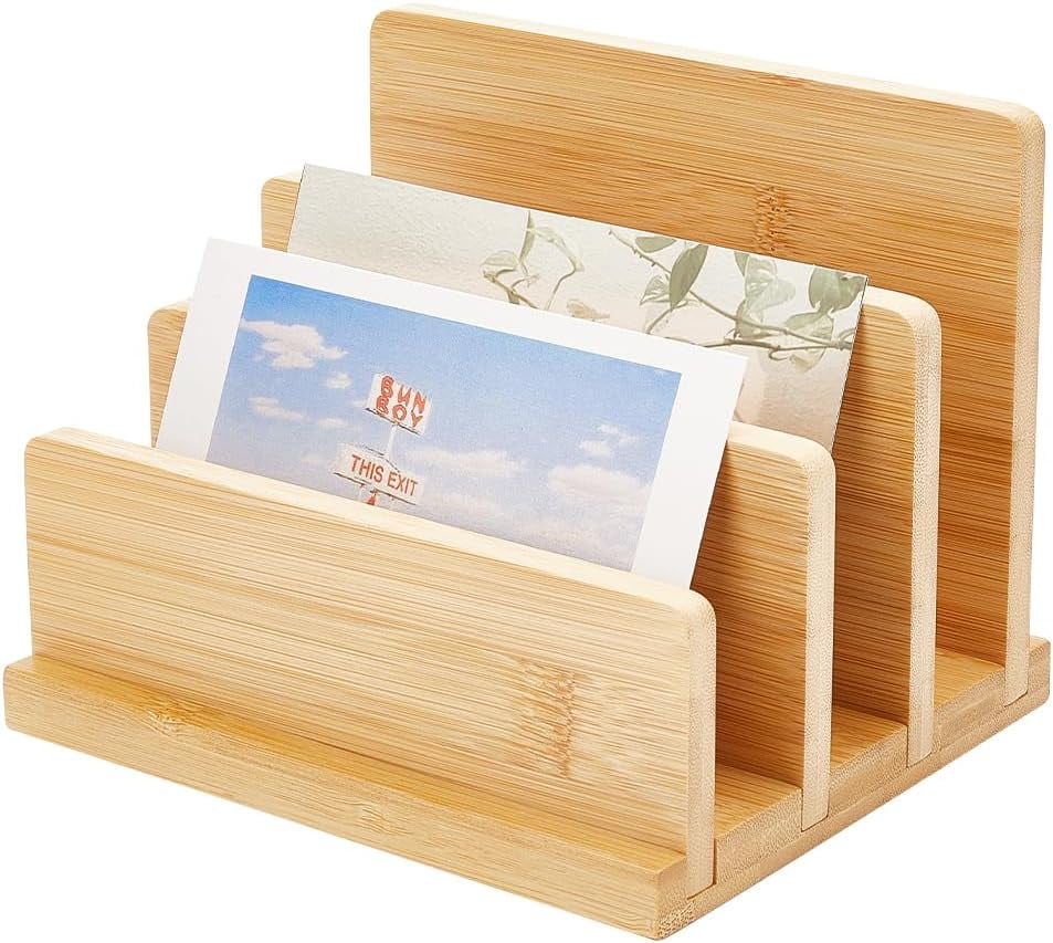 Bamboo Wood Postcards Display Stands 4-Tier Sandy Brown Literature ...