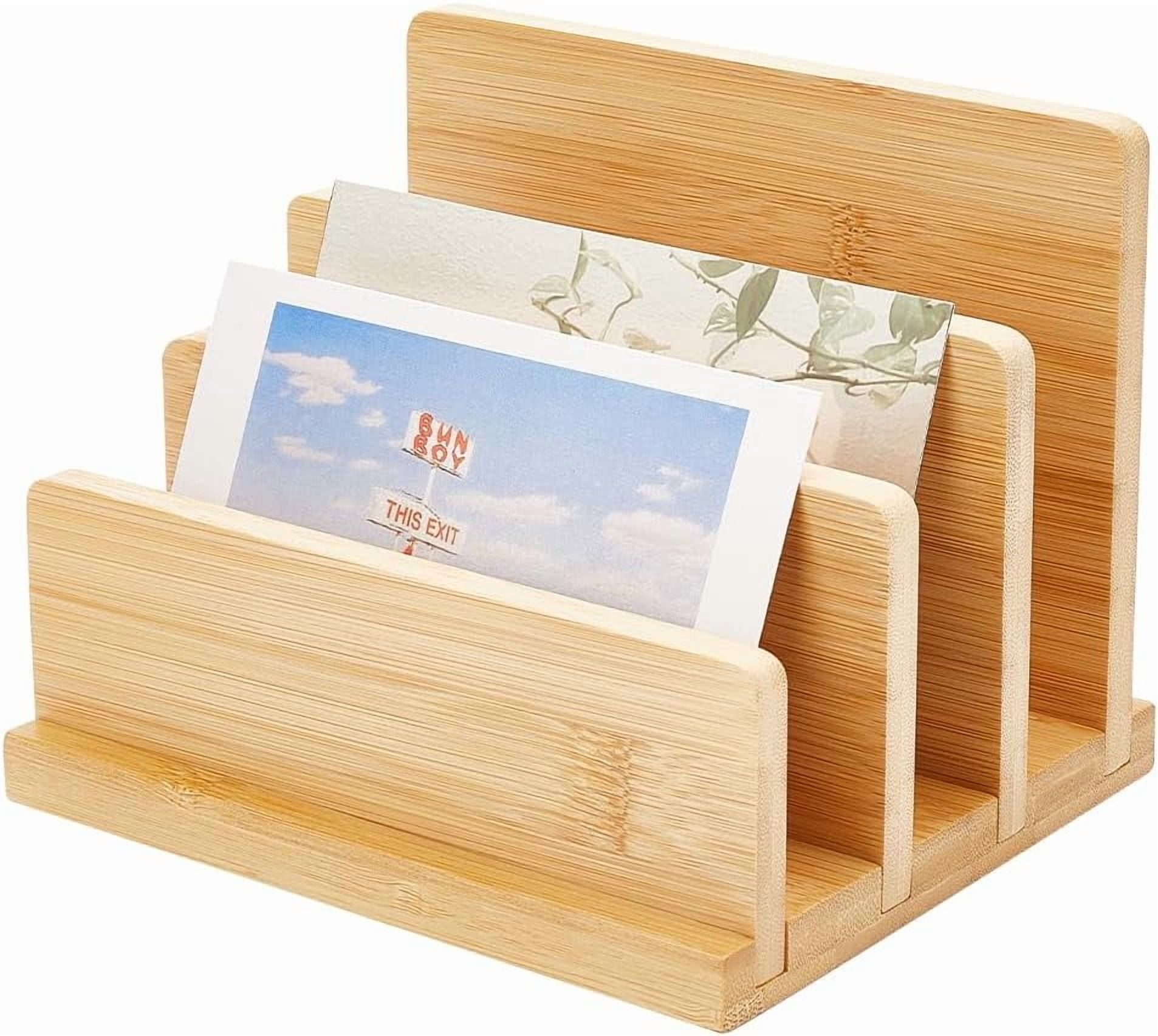 Bamboo Wood Postcards Display Stands 4-Tier Sandy Brown Literature ...