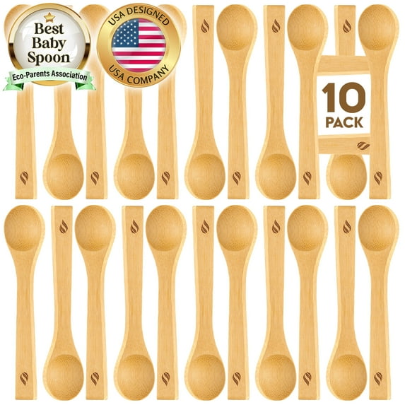 Bamboo Wood Tea Spoon (10 Pack), Small Wooden Teaspoons for Coffee ...