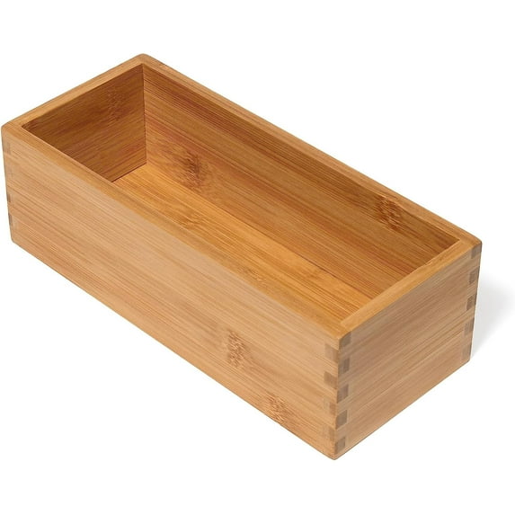 Bamboo Wood Utensil Holder Storage Box for Cooking Tools, Makeup, or ...