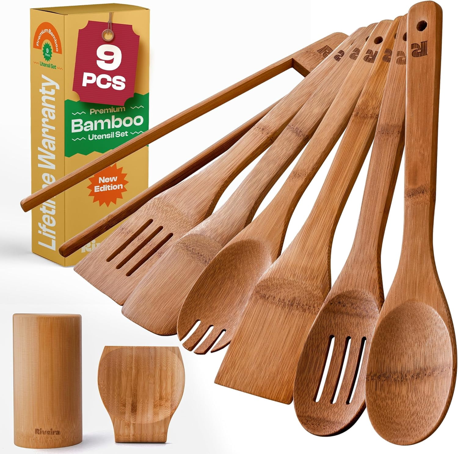 Bamboo Wooden Cooking Spoon 6-Piece Set, Apartment Essential Wooden ...