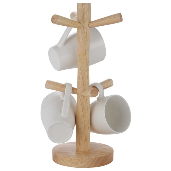 Bamboo Wooden Mug Rack Tree Coffee Tea Cup Organizer Hanger Holder with ...