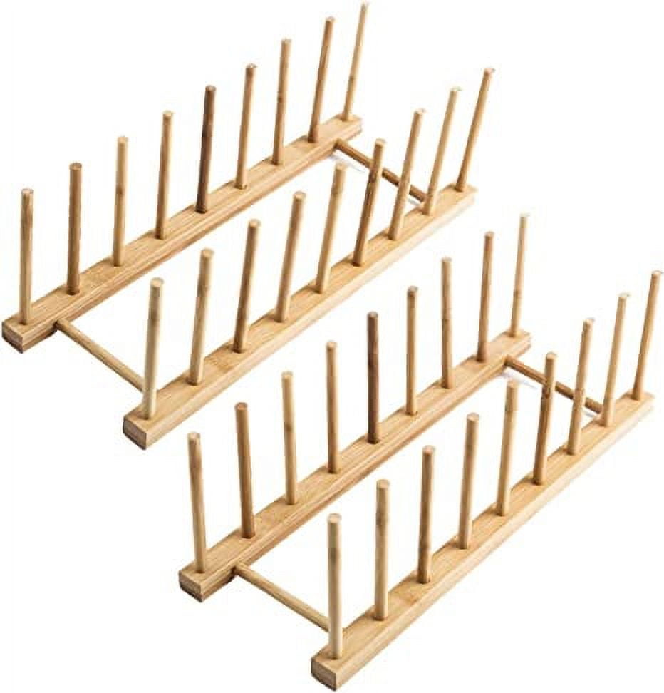 Bamboo Wooden Plate Racks Dish Stand Holder Kitchen Storage Cabinet ...