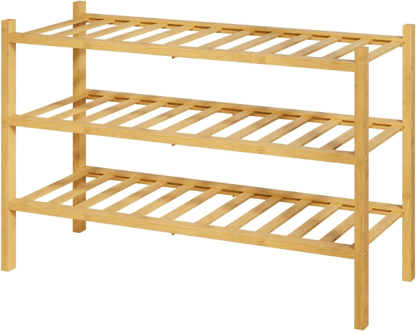 Bamboo Wooden Shoe Rack for Closet - Stackable Shoe Organizer with ...