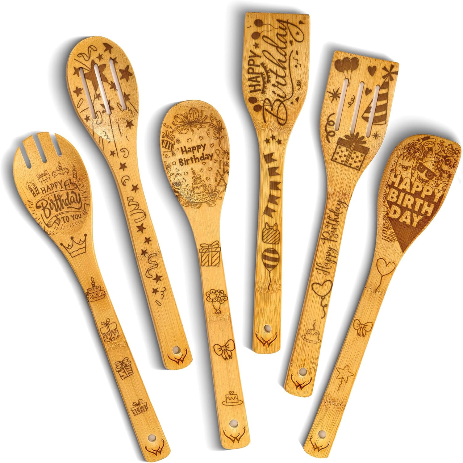 Bamboo Wooden Spoons For Cooking 6Pcs – Eco-friendly Wood Kitchen ...