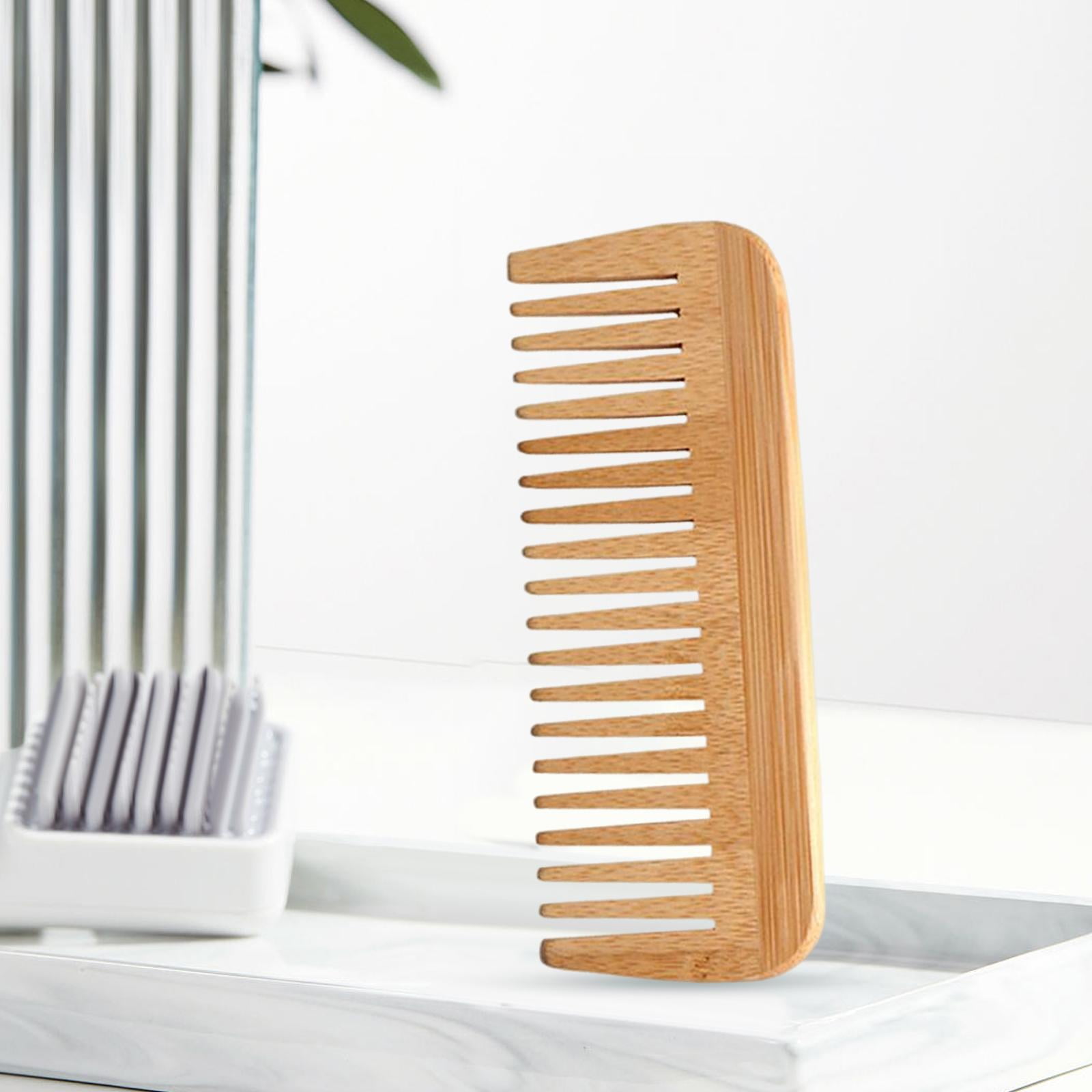 Bamboo Wooden Wide Tooth Hair Comb Styling Detangling Tool Anti statics ...