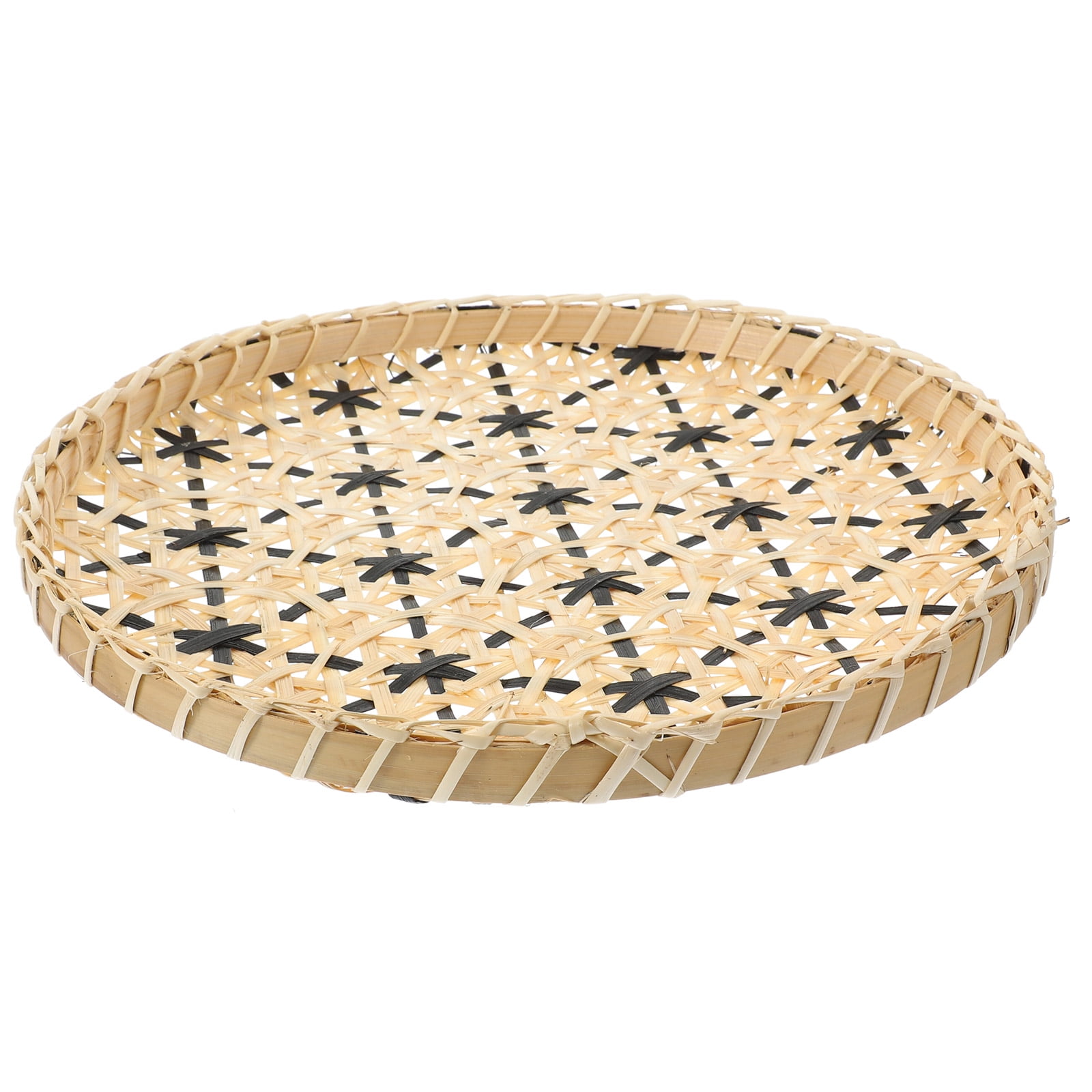 Bamboo Woven Basket Tray Round Fruit Plate Woven Food Storage Tray ...