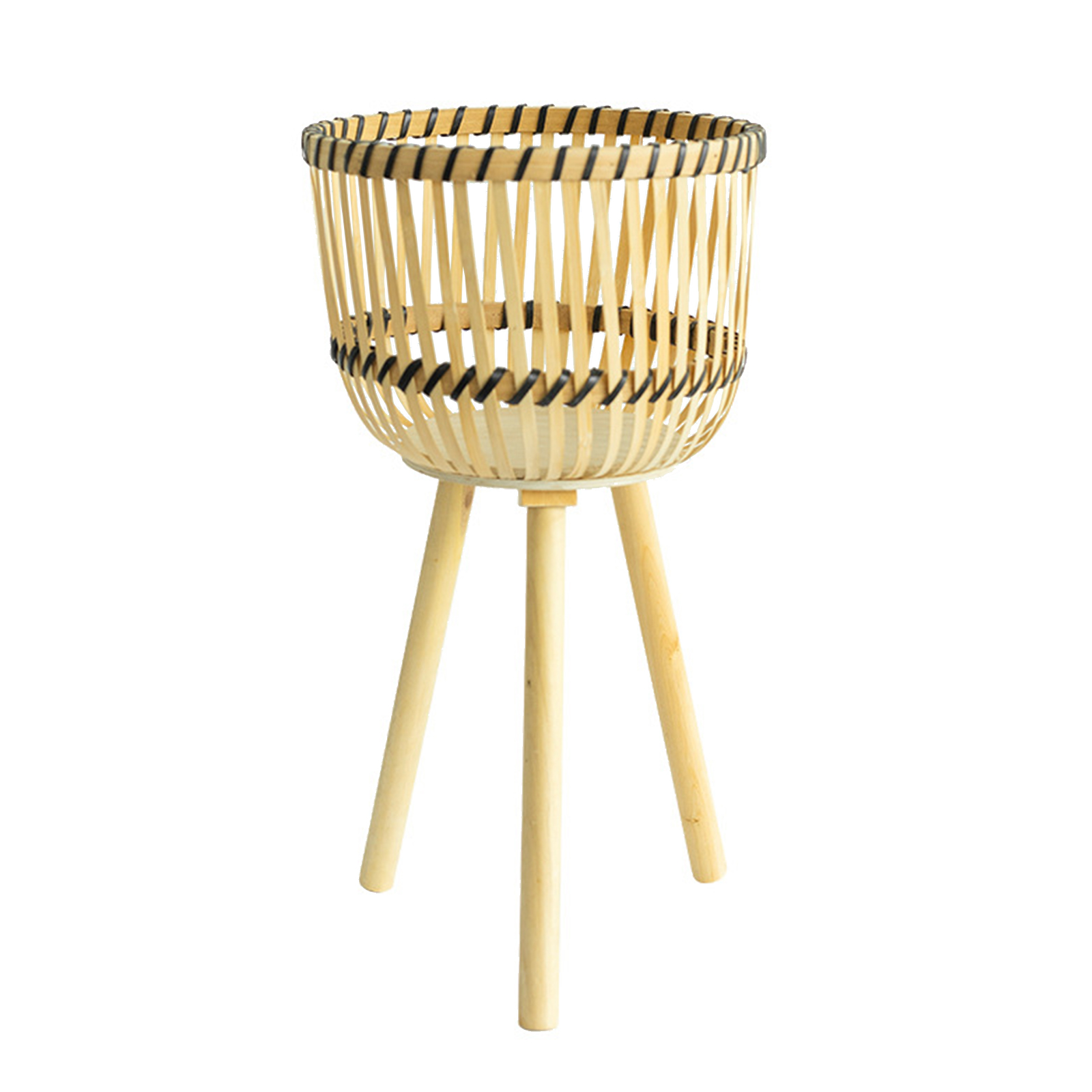 Bamboo Woven Flower Stand Floor Standing Plant Pot Handmade Home Garden ...