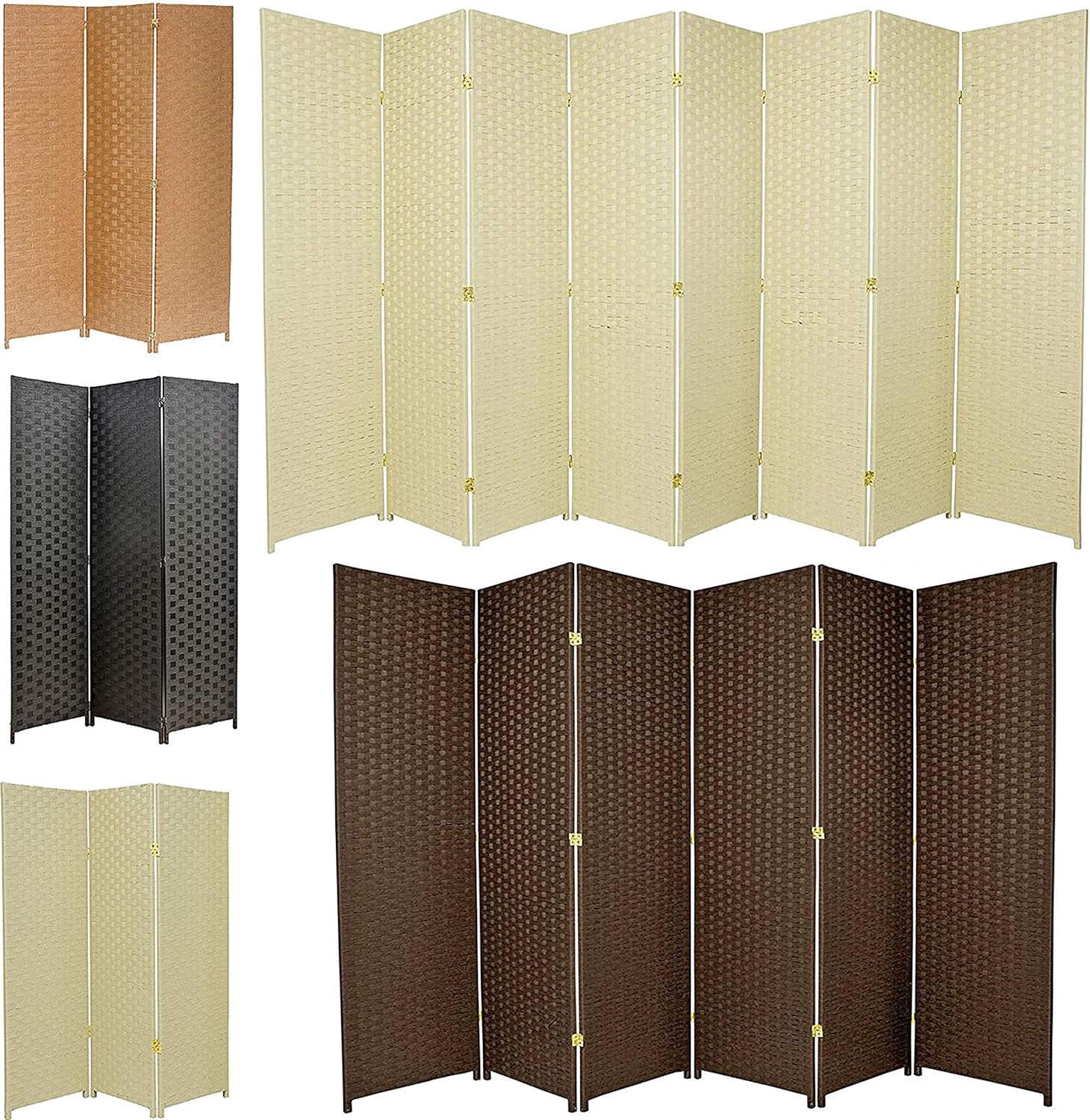 Bamboo Woven Panel Room Divider, Privacy Partition Screen, 3 Panel ...