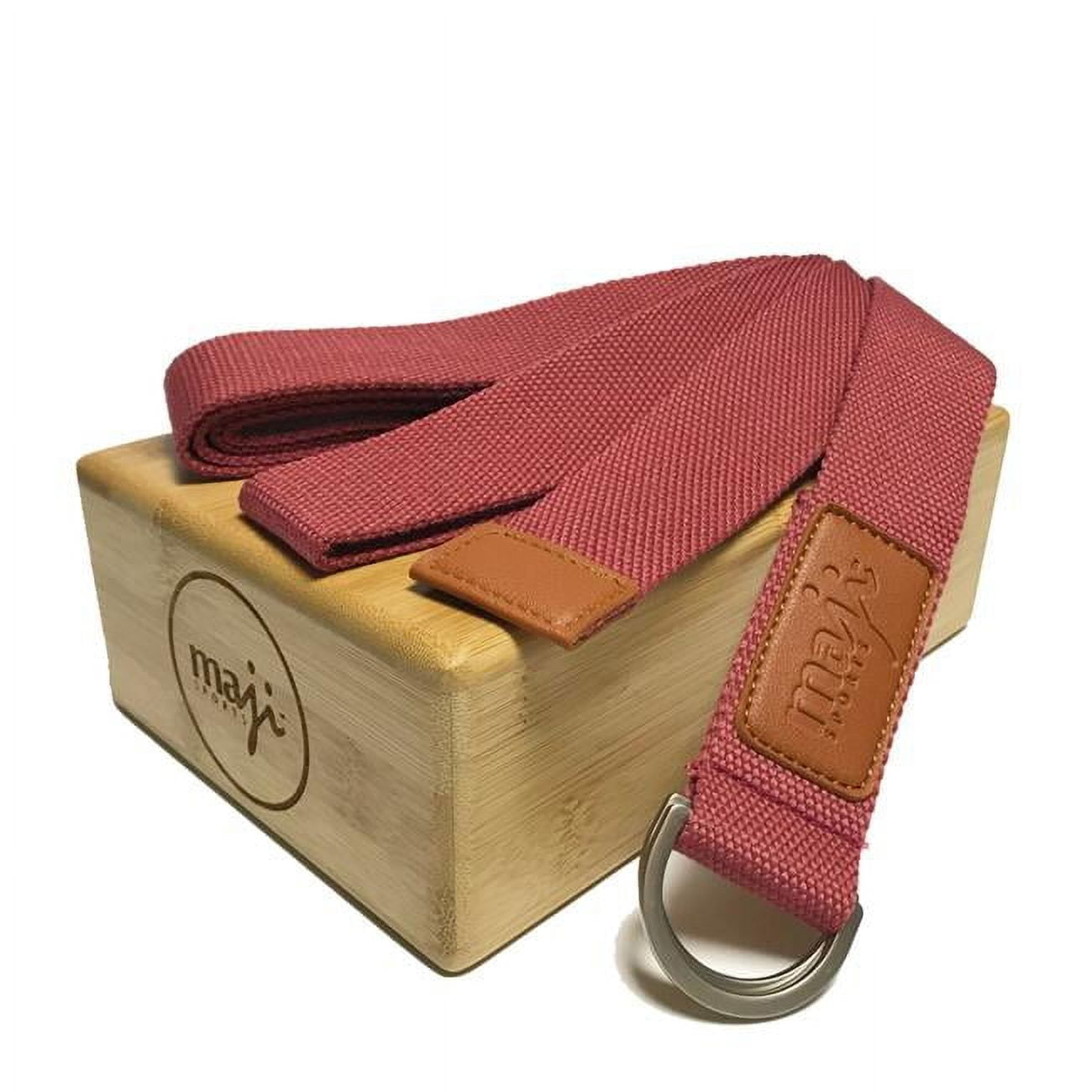 Bamboo Yoga Block & Strap Combo Lightweight & Eco-Friendly () Red ...
