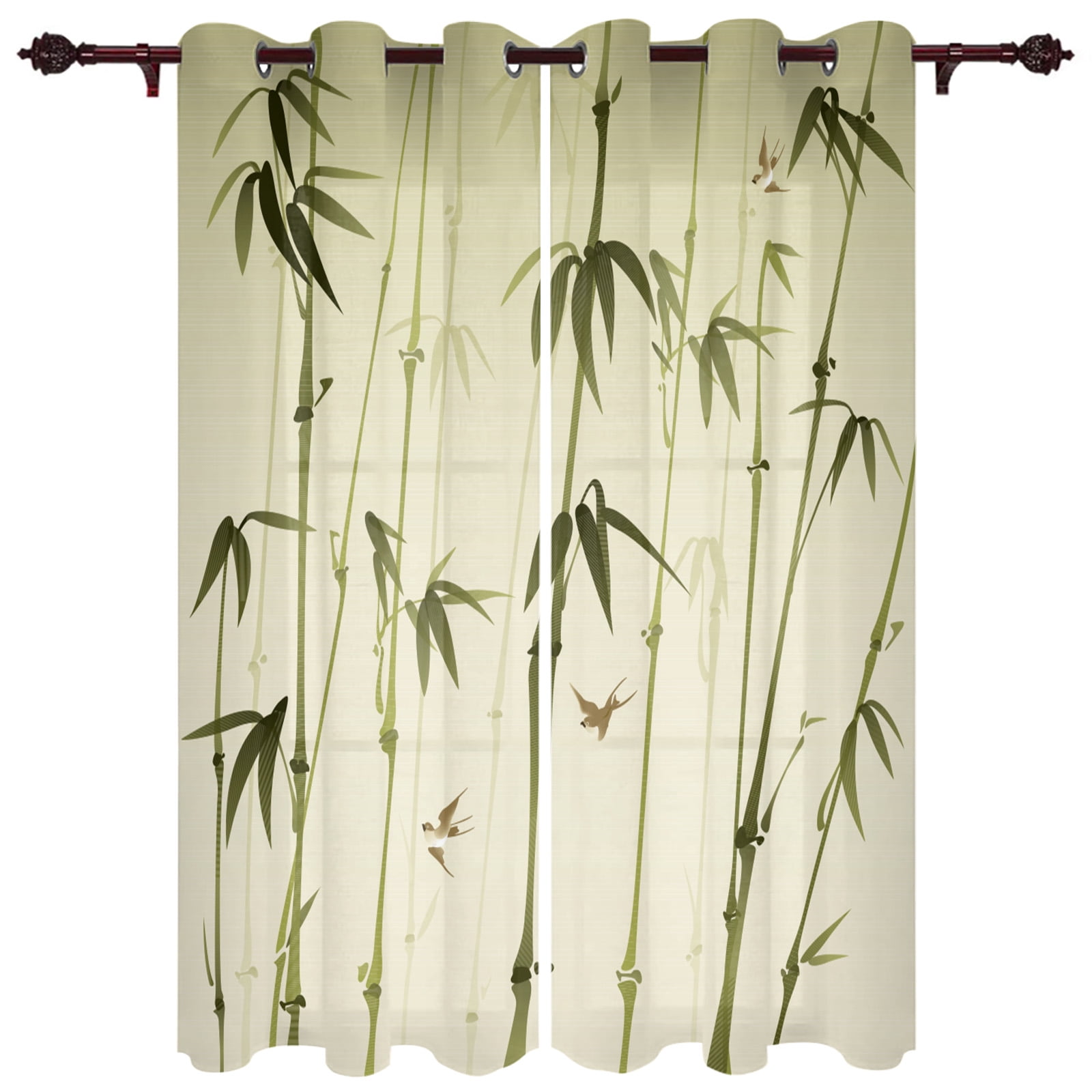 Bamboo Zen Chinese Style Curtains for Living Room Window Curtain for ...