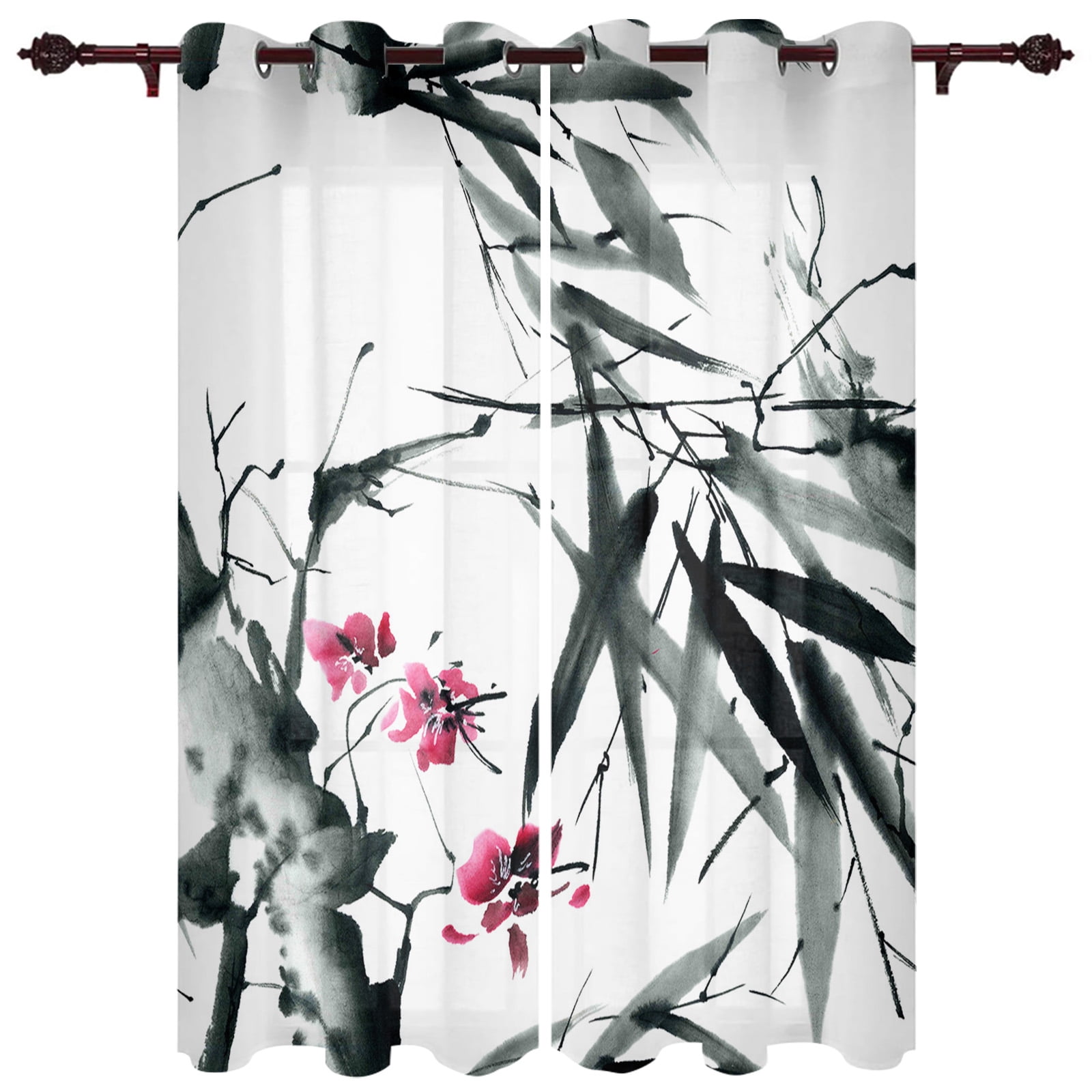 Bamboo Zen Chinese Style Curtains for Living Room Window Curtain for ...