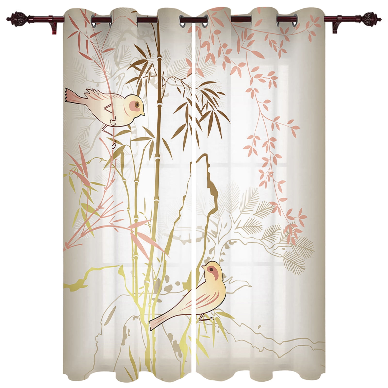 Bamboo Zen Chinese Style Curtains for Living Room Window Curtain for ...