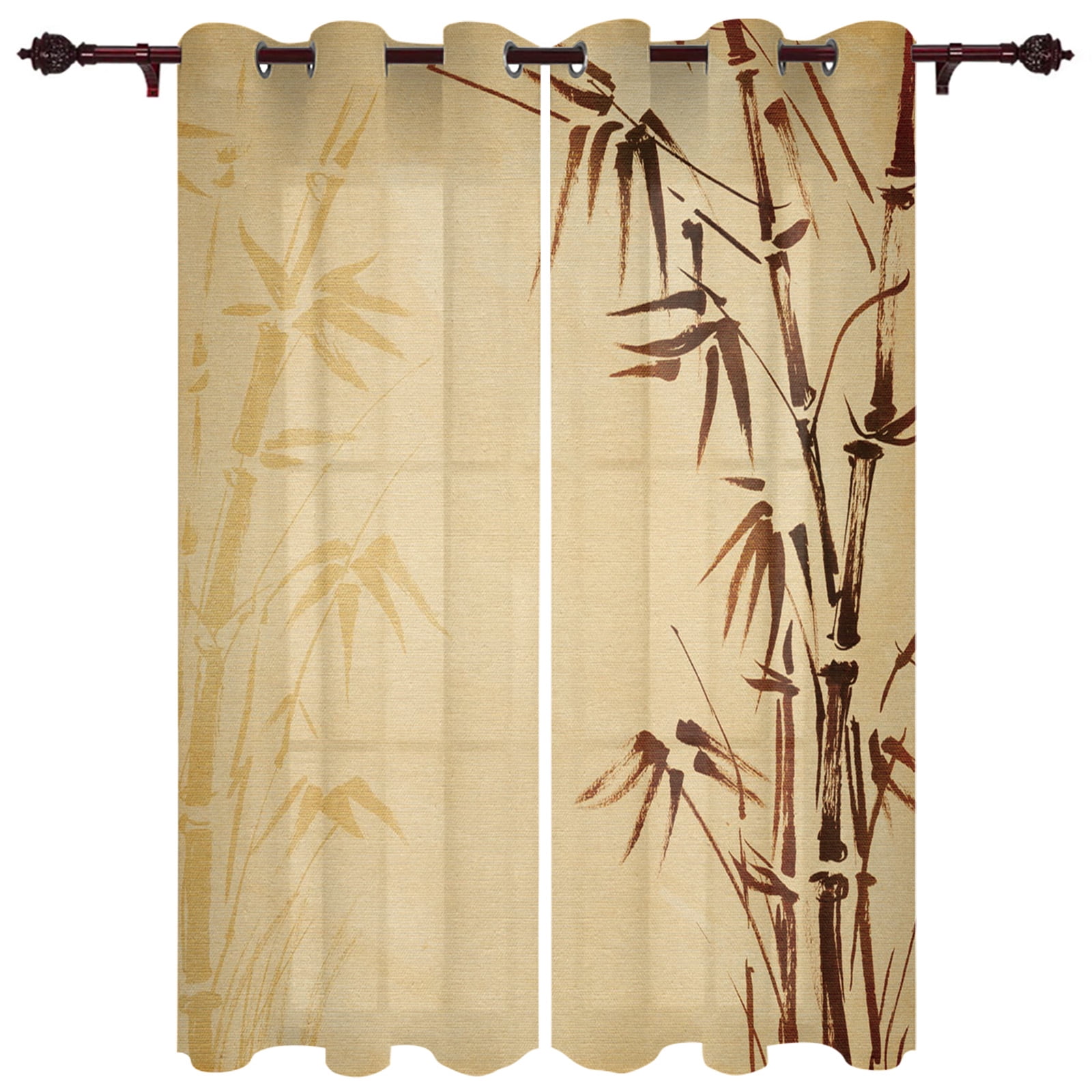 Bamboo Zen Chinese Style Curtains for Living Room Window Curtain for ...