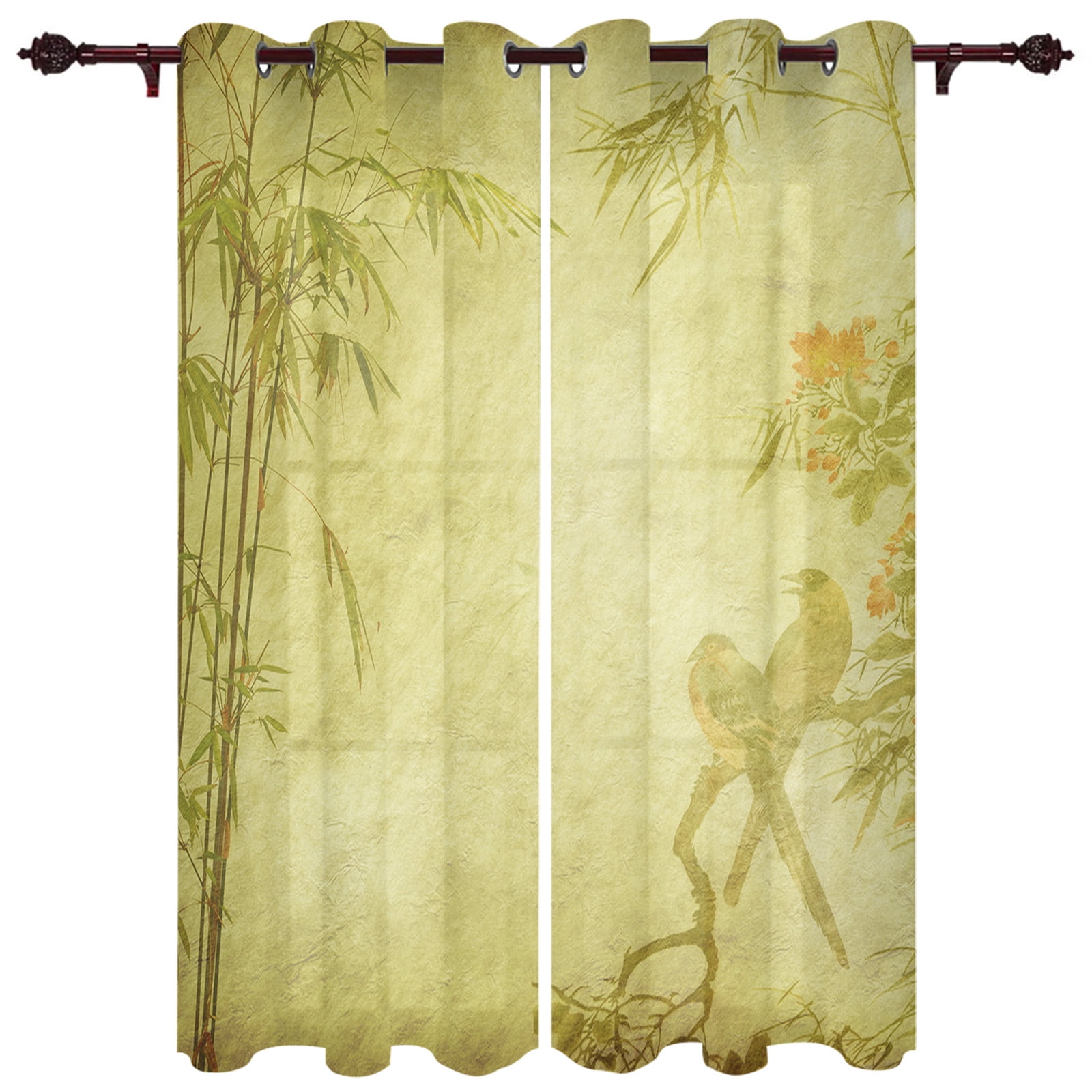 Bamboo Zen Chinese Style Curtains for Living Room Window Curtain for ...
