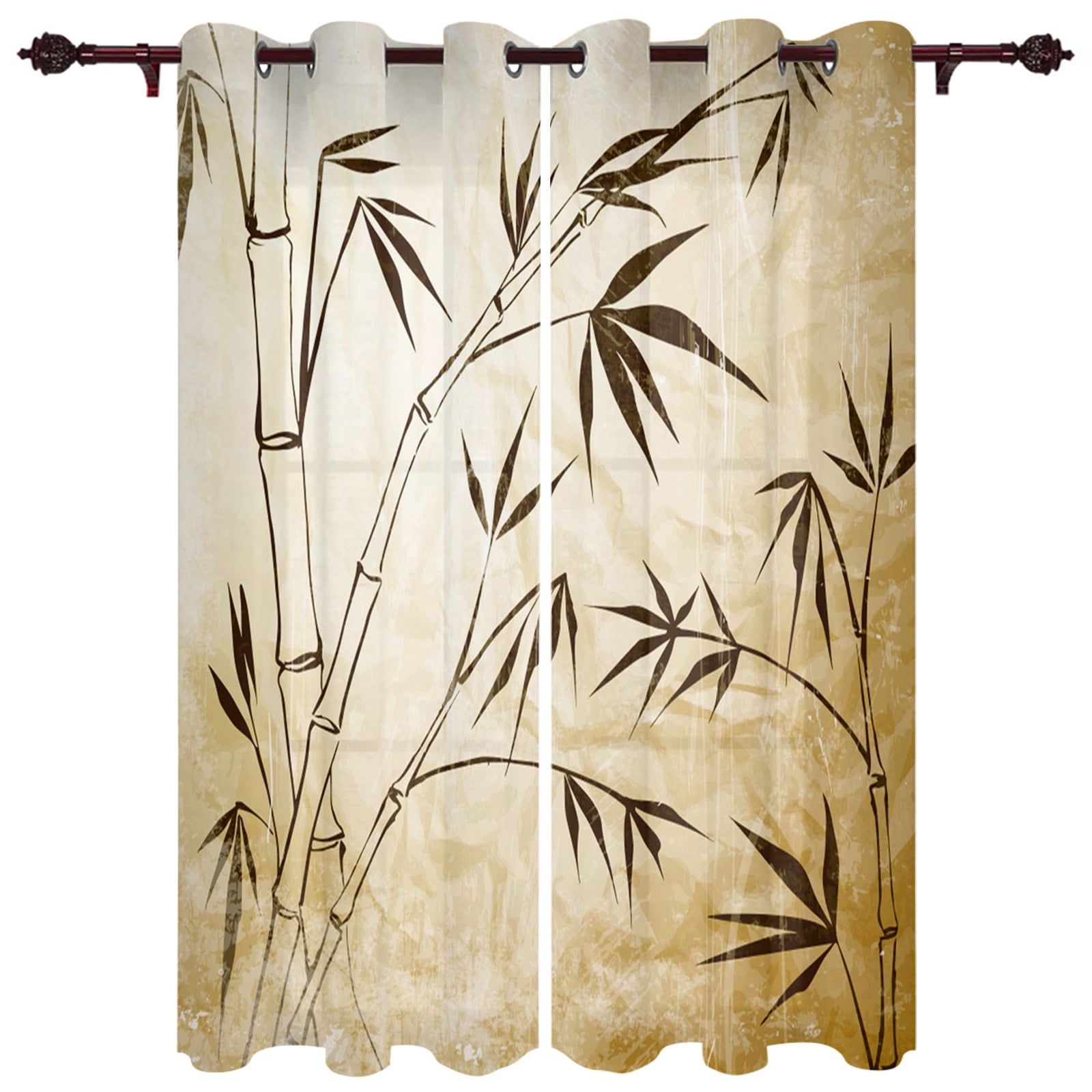 Bamboo Zen Chinese Style Curtains for Living Room Window Curtain for ...