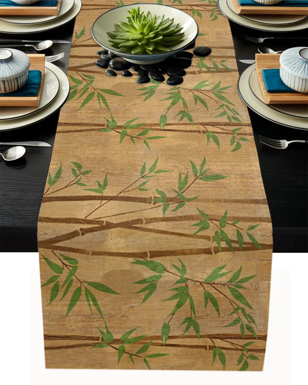 Bamboo Zen Chinese Style Modern Table Runner Holiday Party Decoration ...