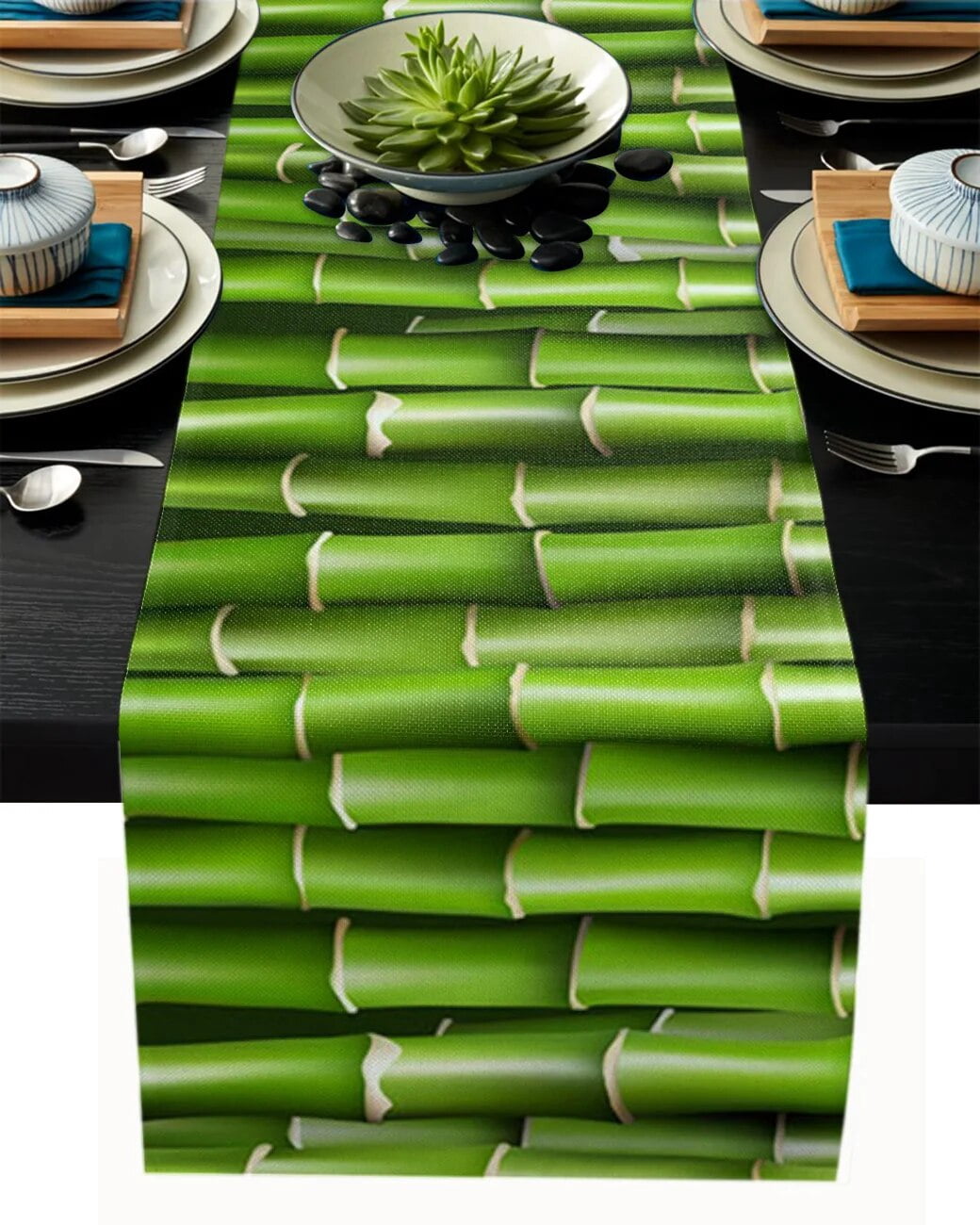Bamboo Zen Chinese Style Modern Table Runner Holiday Party Decoration ...