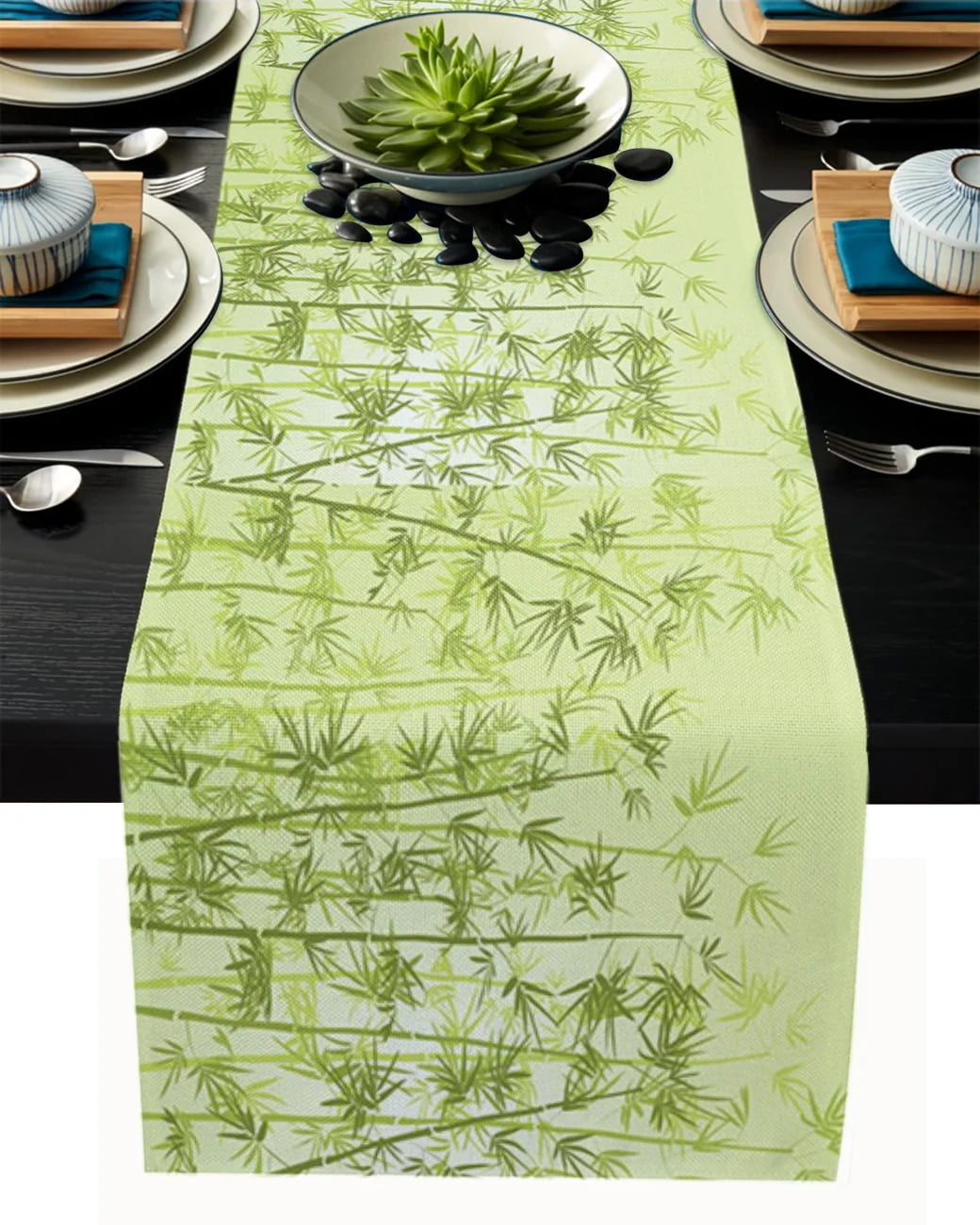 Bamboo Zen Chinese Style Modern Table Runner Holiday Party Decoration ...