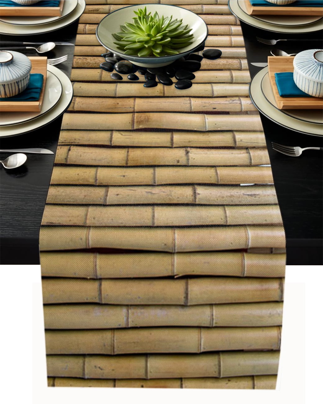 Bamboo Zen Chinese Style Modern Table Runner Holiday Party ration ...