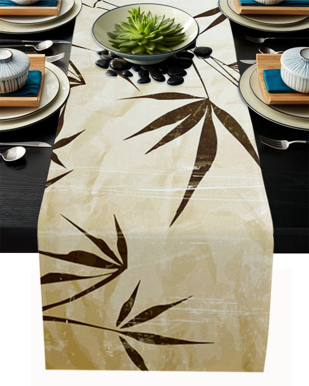 Bamboo Zen Chinese Style Modern Table Runner Holiday Party ration ...