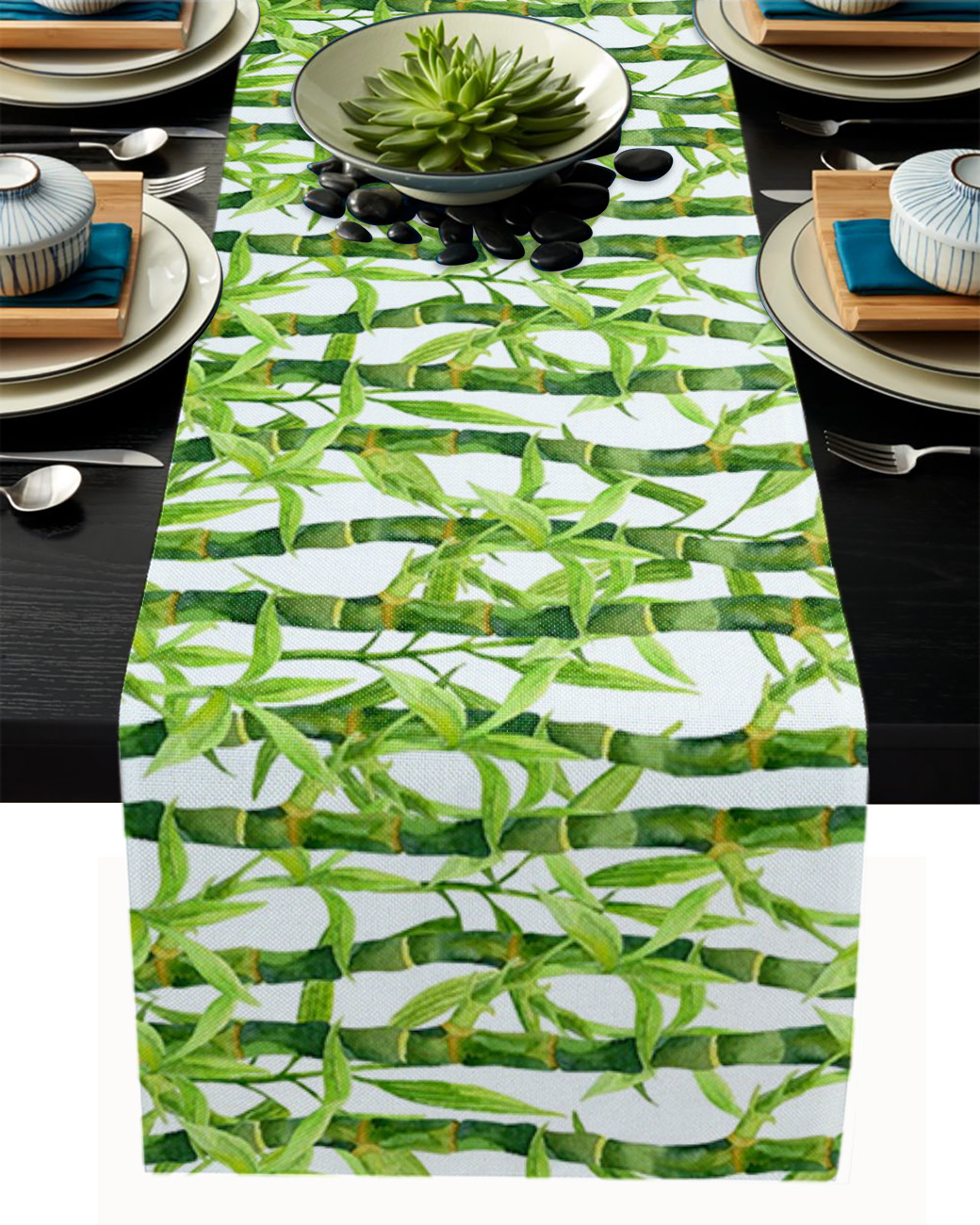 Bamboo Zen Chinese Style Modern Table Runner Holiday Party ration ...