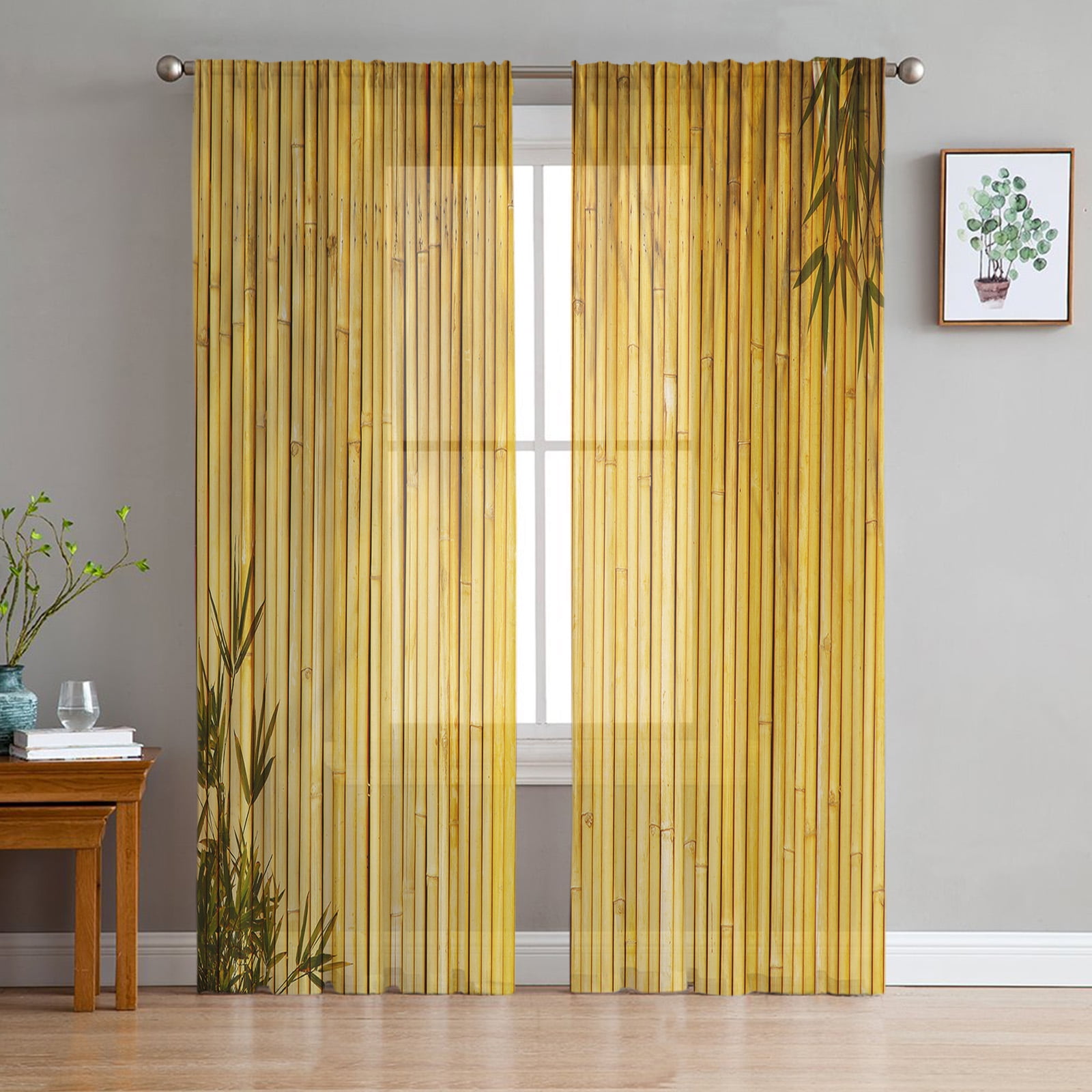 Bamboo Zen Chinese Style Sheer Curtains for Living Room ration Window ...
