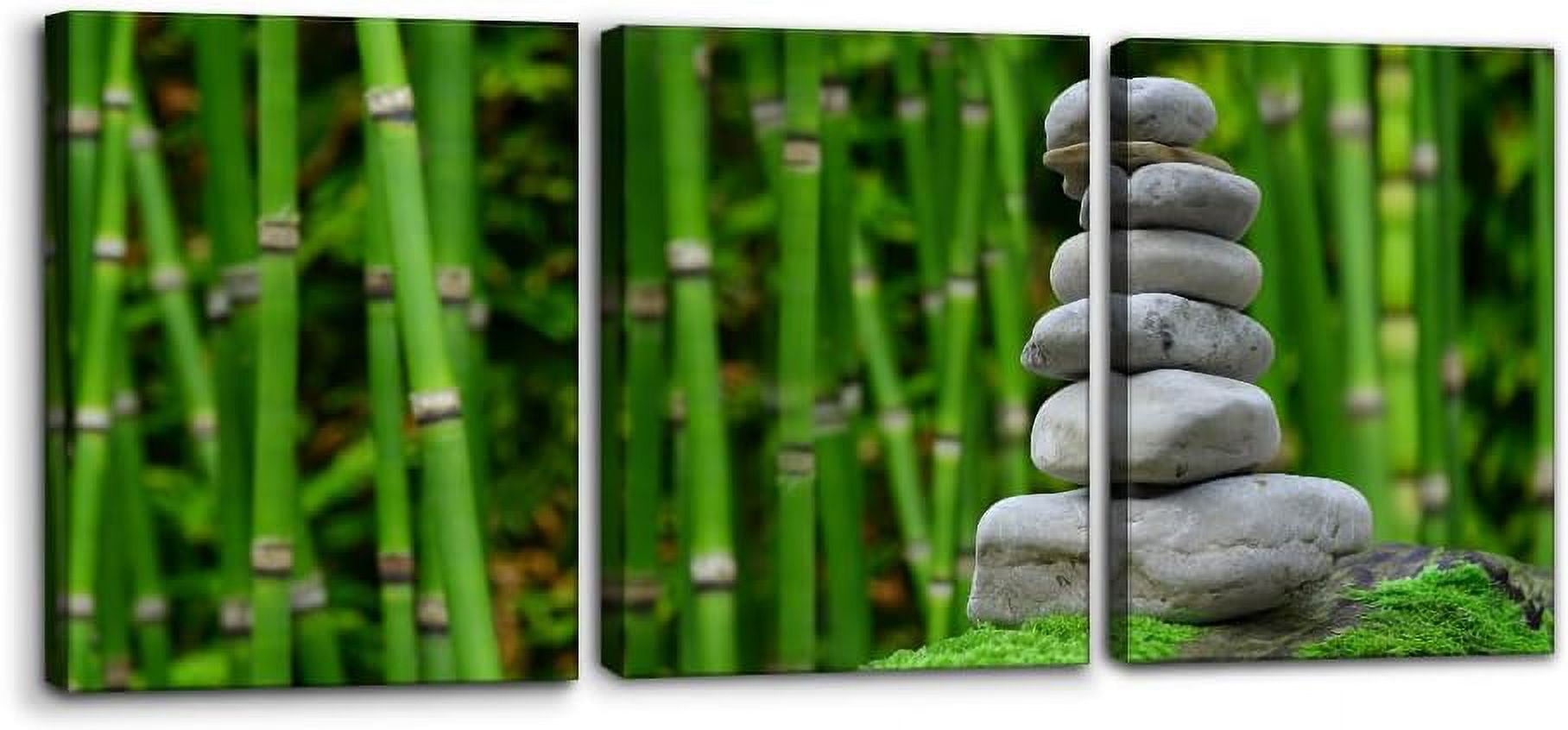 Bamboo Zen Wall Art Set of 3 - Bamboo Tree Massage Stone Nature ...
