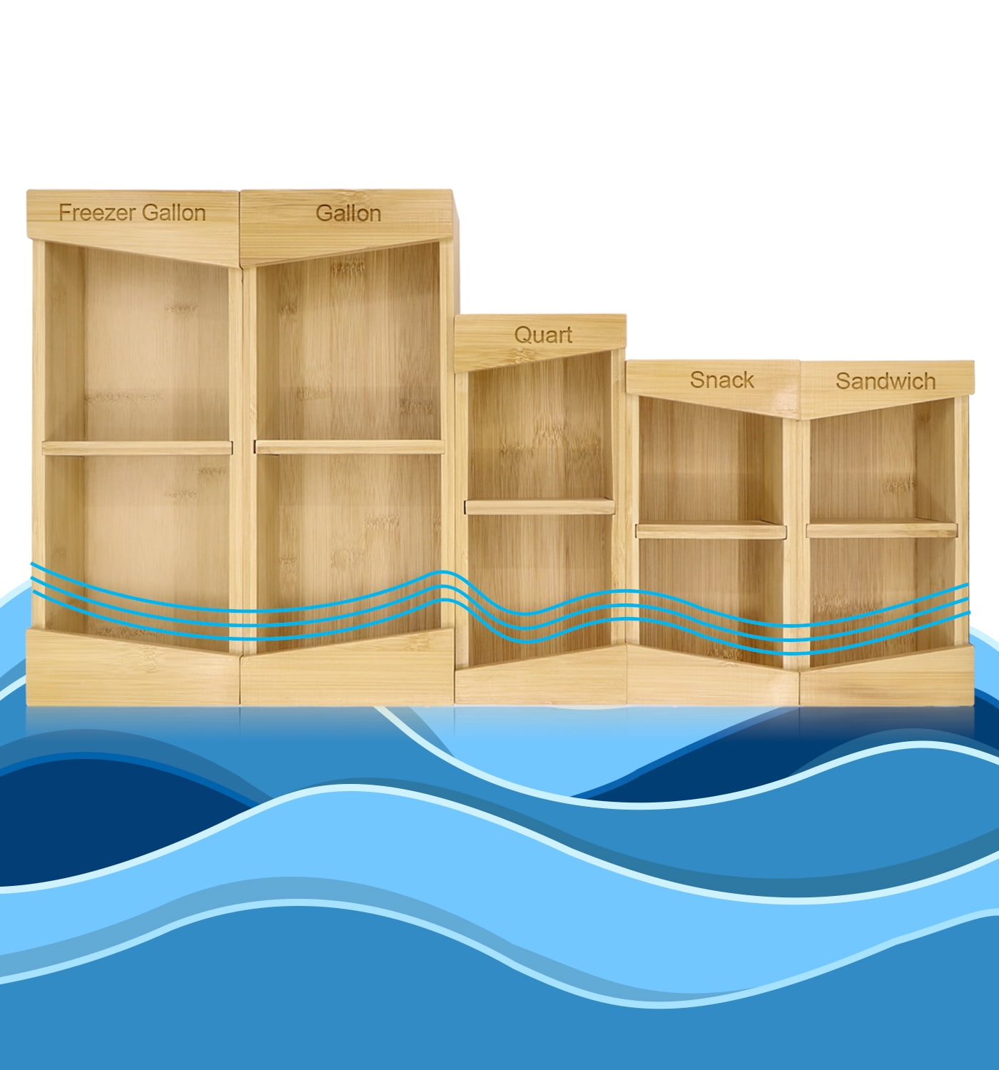 Bamboo Ziplock Bag Storage Organizer for Kitchen Drawer Desk, Zip Lock ...